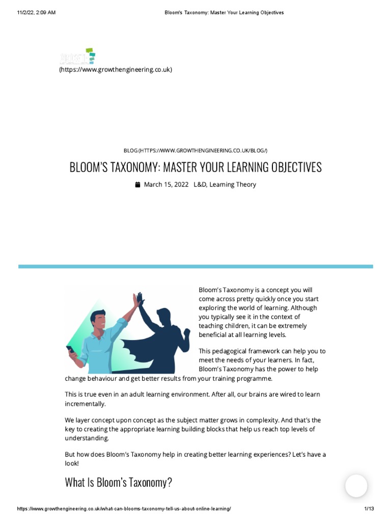 Bloom's Taxonomy - Master Your Learning Objectives | PDF | Learning ...