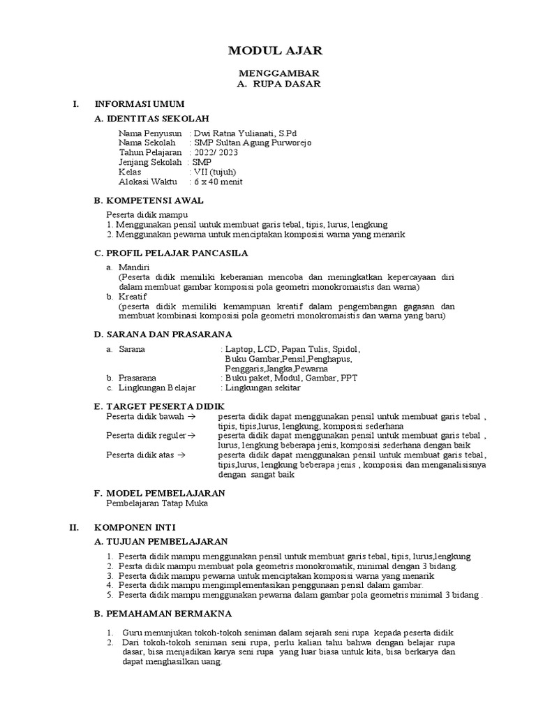 MA - SR UNIT 1 Seni Rupa Dasar Dan Komposisi | PDF