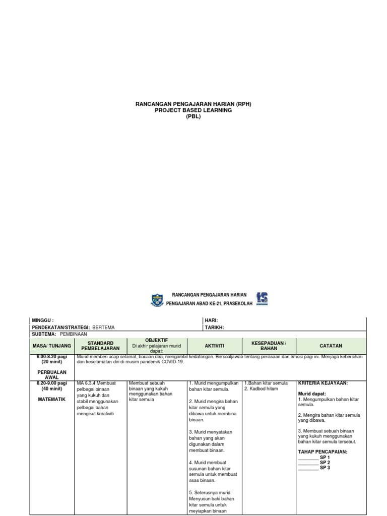 RPH Pra Dan Rubrik Pentaksiran | PDF