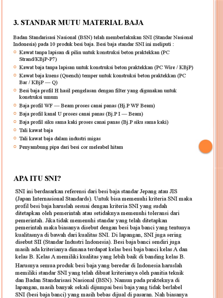 Standar Mutu Material Baja | PDF