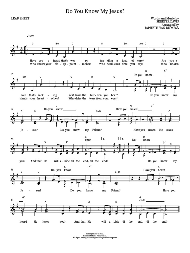 Do You Know My Jesus? | PDF