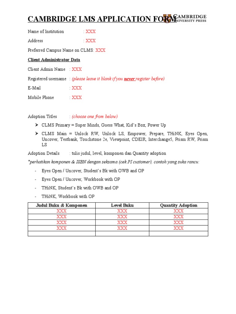 CLMS Application Form Submission | PDF