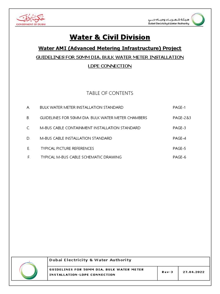 Bulk Water Meter Installation in Chamber LDPE Connection Guidelines ...