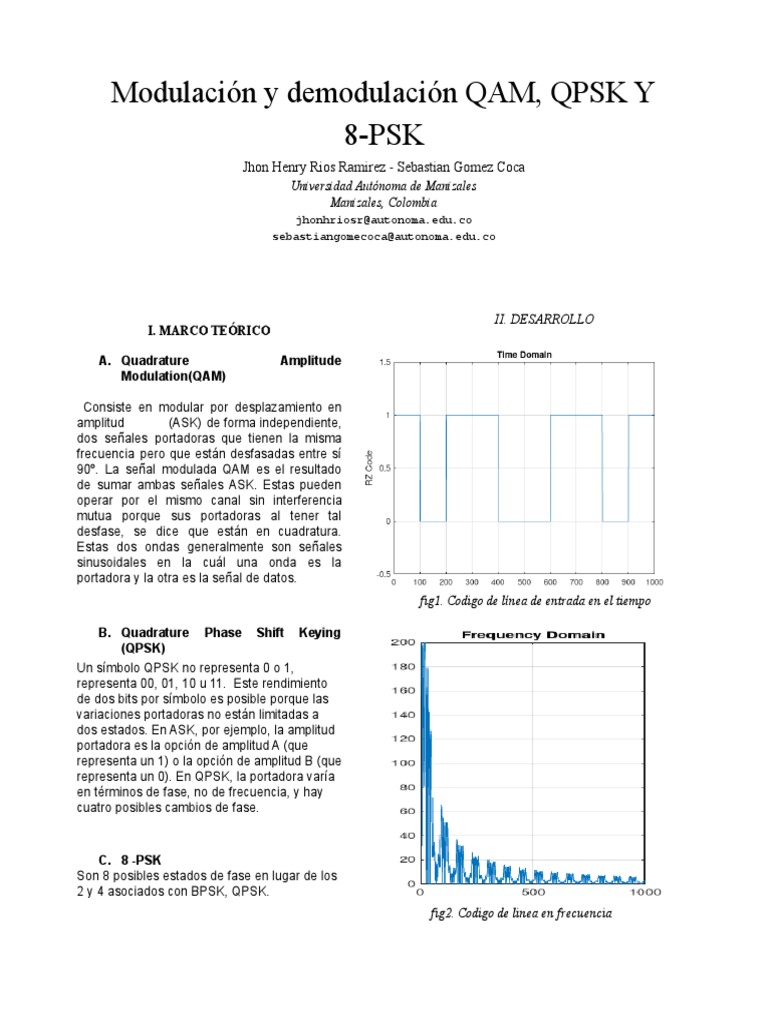 Modulación y Demodulación QAM, QPSK Y 8-PSK: Jhon Henry Rios Ramirez ...