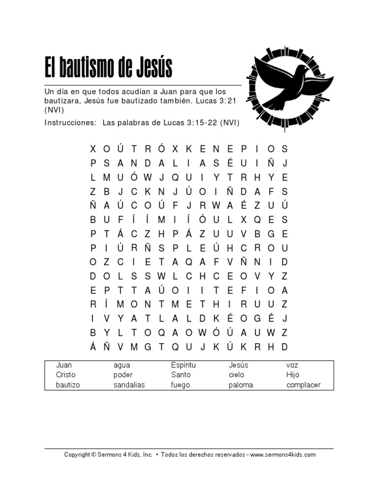 Baptism Jesus Luke Esp Wordsearch | PDF