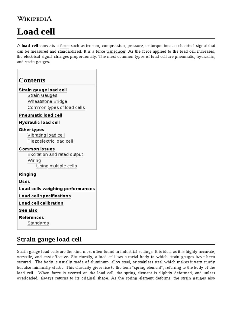 Load Cell | PDF | Electricity | Electromagnetism
