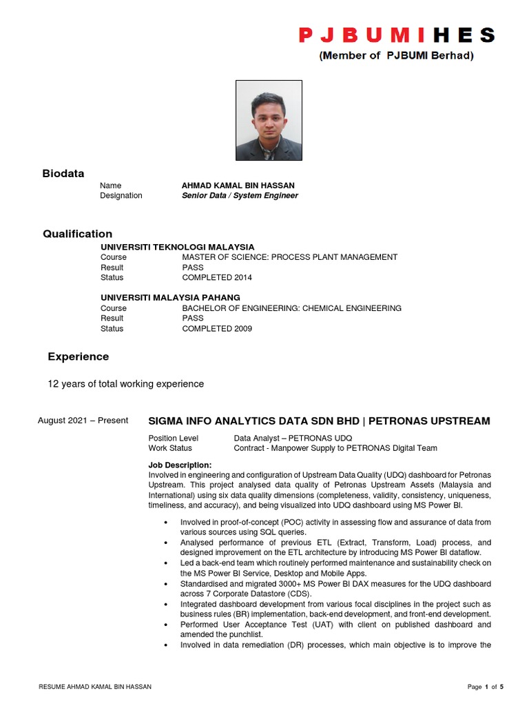 11 PJBUMI Digital Senior Data Engineer AHMAD | PDF | Databases | Information Technology