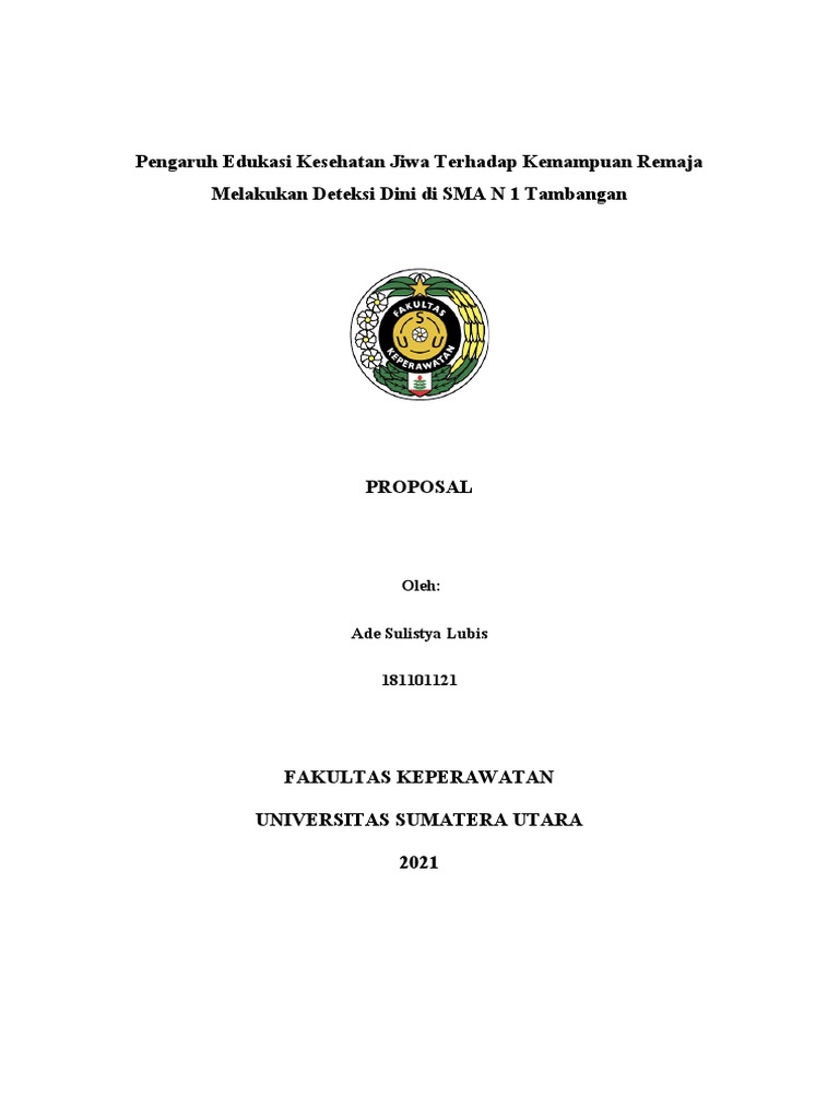Proposal Ade Sulistya Lubis 181101121 | PDF