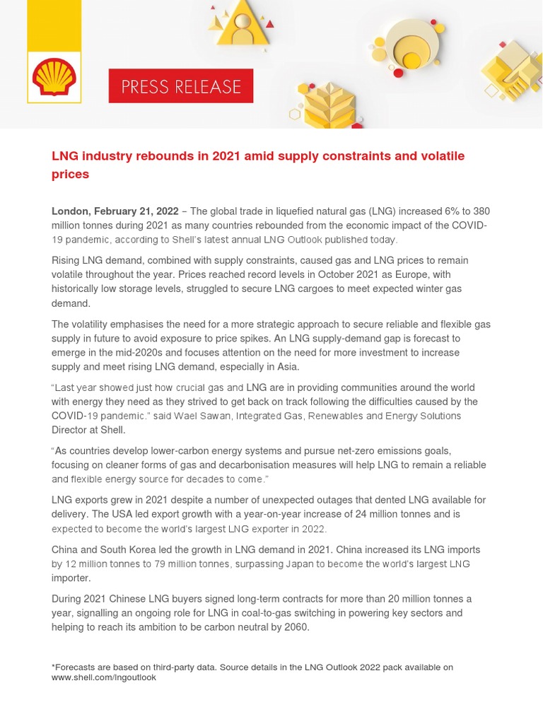 Shell LNG Outlook 2022 Media Release | PDF | Liquefied Natural Gas ...