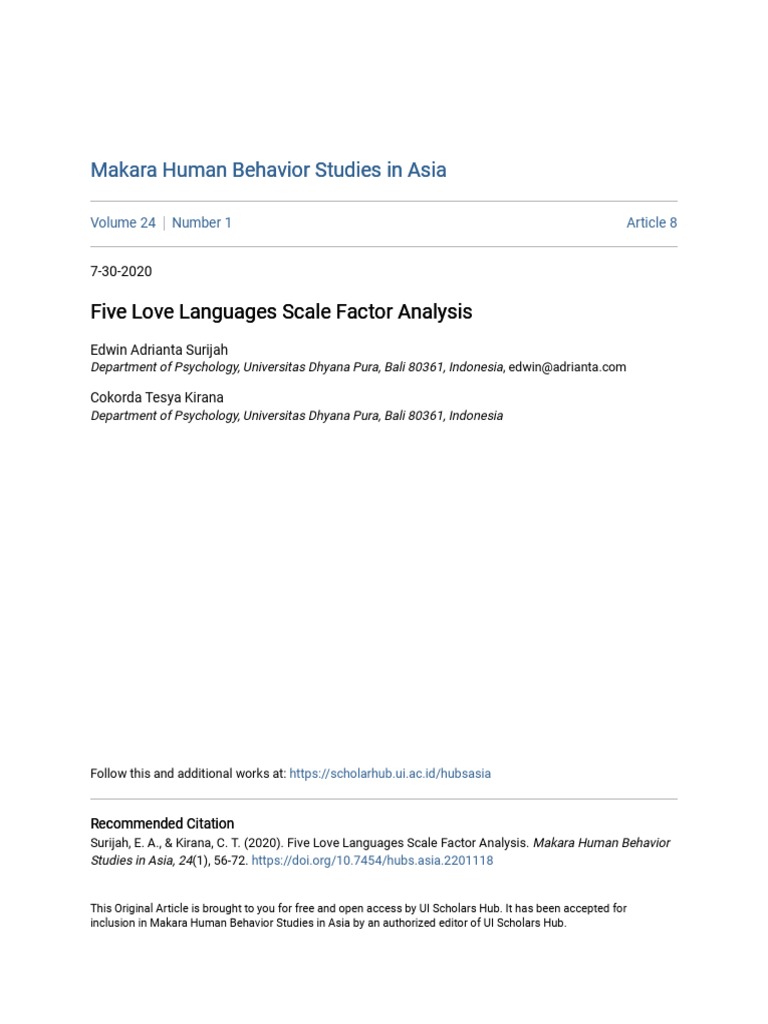 Five Love Languages Analysis | PDF | Factor Analysis | Cognition