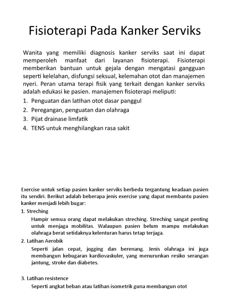 Fisioterapi Pada Kanker Serviks | PDF | Pengembangan Diri | Kesehatan Holistik