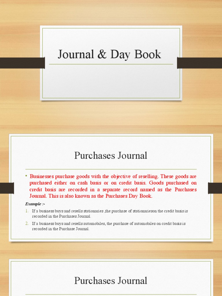 Journal & Day Book | PDF | Business | Finance & Money Management