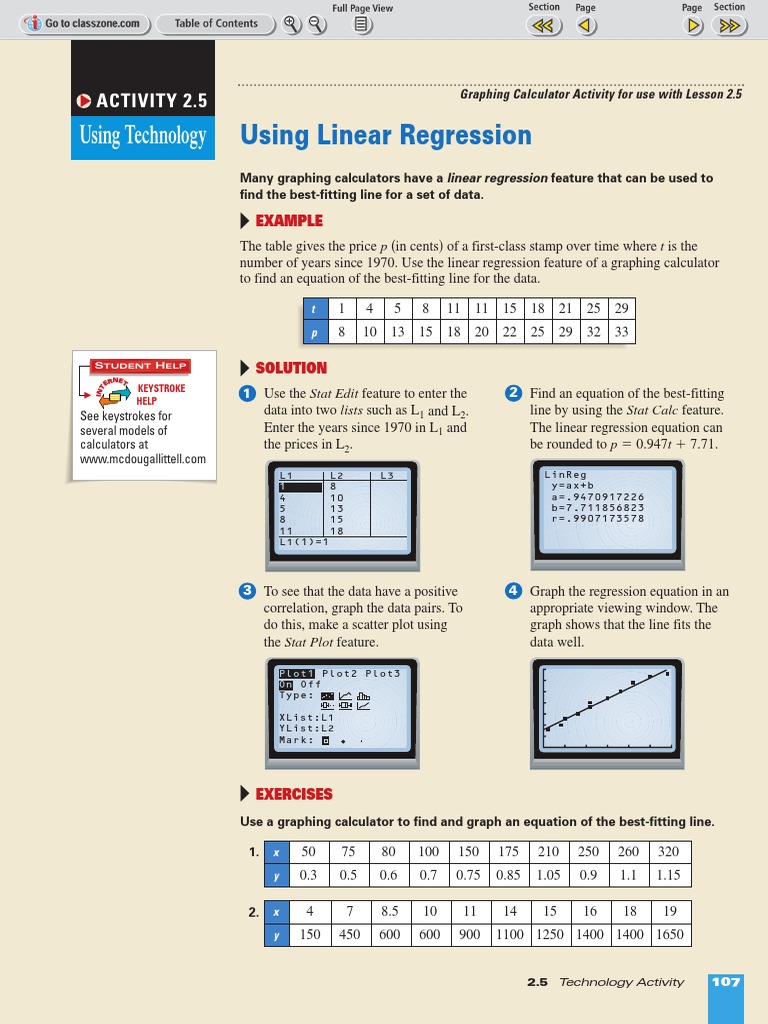 2.5 Using Linear Regression - ACTIVITY | PDF | Regression Analysis | Linear Regression