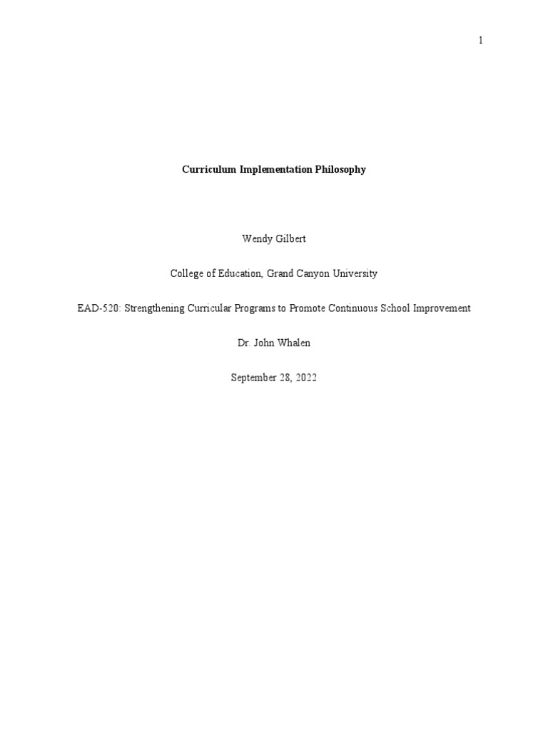 Curriculum Implementation Philosophy | PDF | Curriculum | Teaching