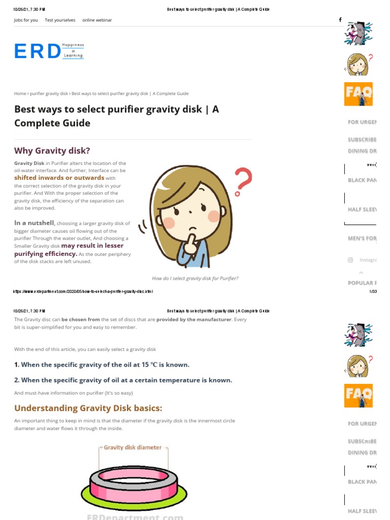 Selecting the Right Gravity Disk for Purifiers | PDF | Mechanical ...