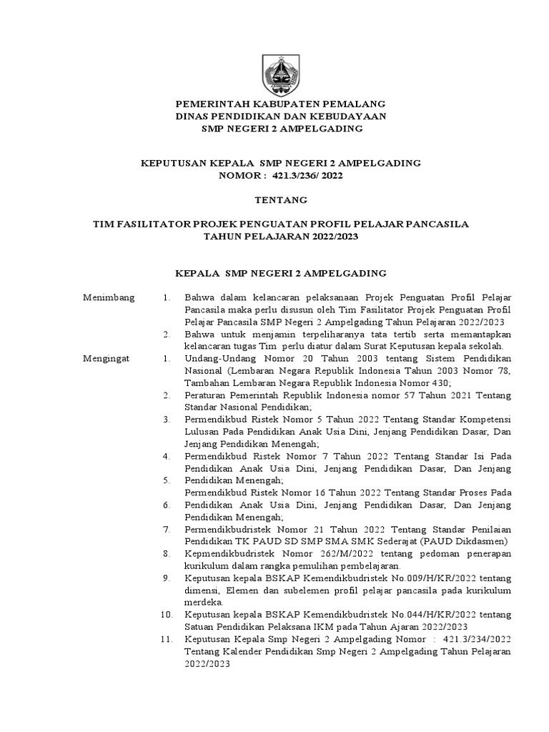 SK Tim Fasilitator P5 TP 2022 - 2023 | PDF | Seni