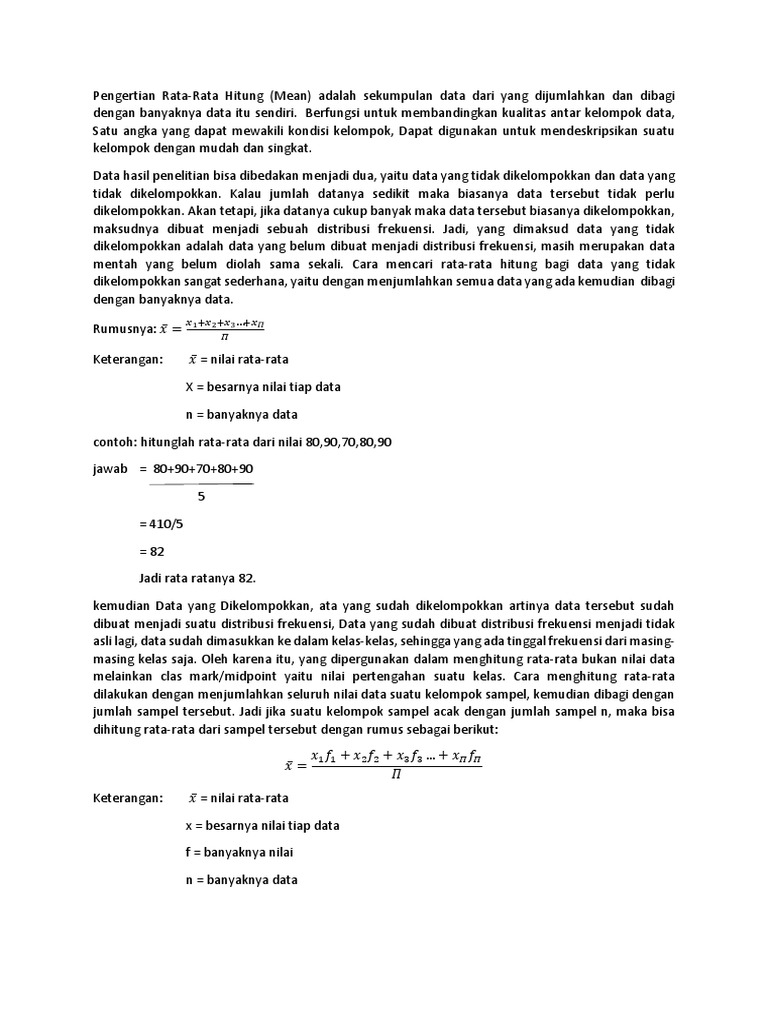 Pengertian Rata Rata | PDF