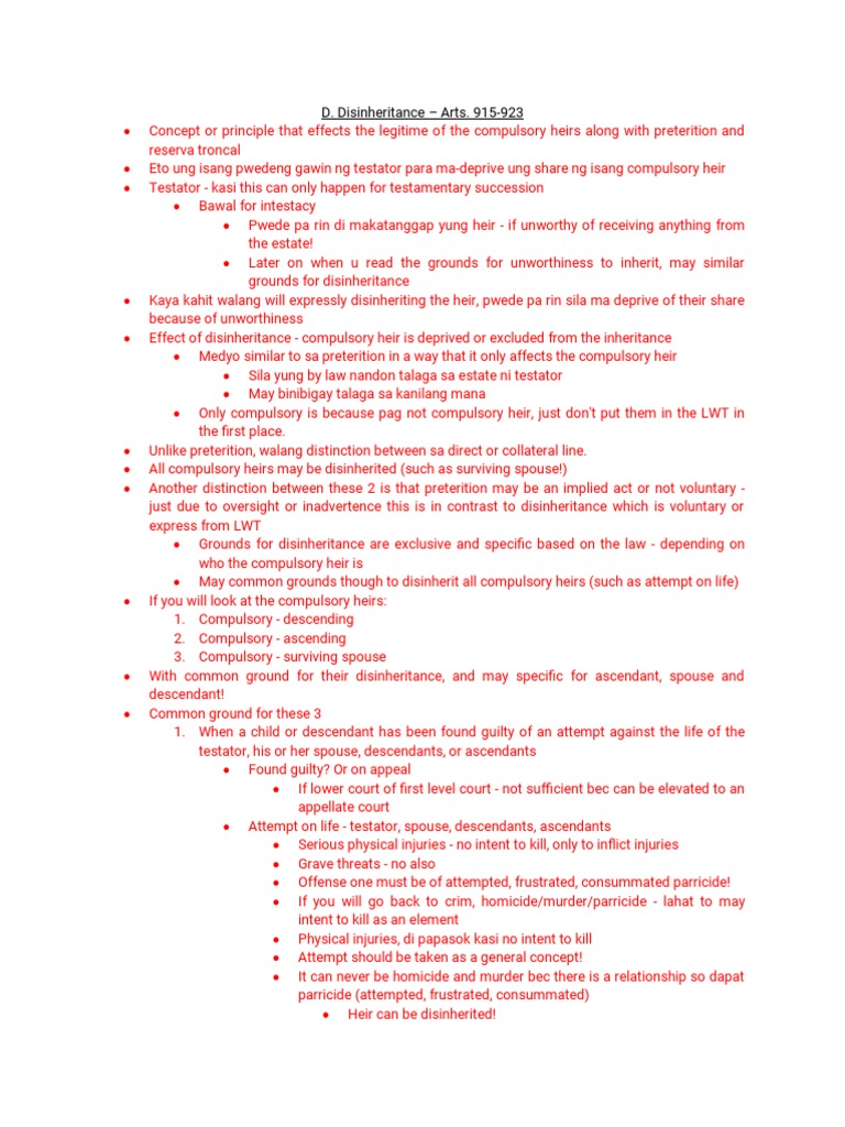 Disinheritance | PDF | Will And Testament | Inheritance