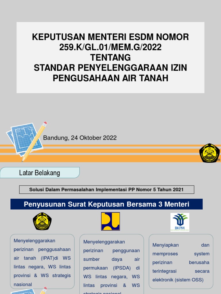 4) Bahan Paparan Kepmen ESDM Izin Air Tanah - 241022 | PDF