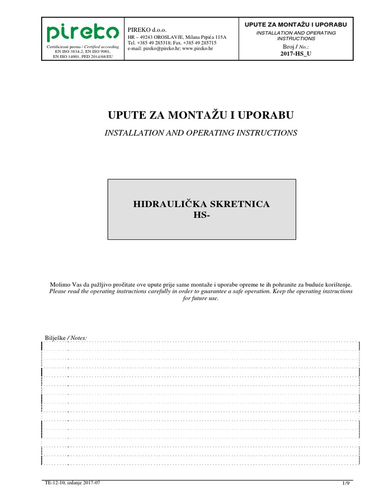 Upute Za rad-HS | PDF