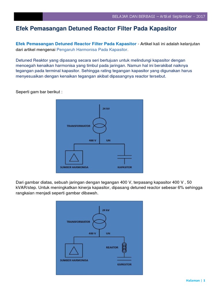 15 - Efek Pemasangan Detuned Reactor Filter Pada Kapasitor | PDF ...