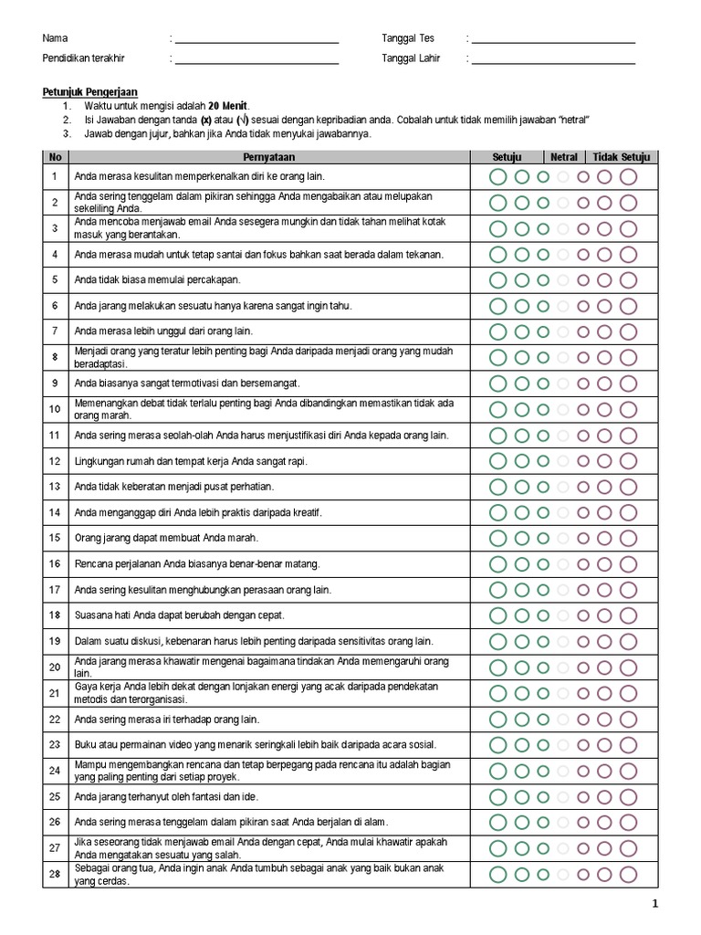 Tes Personality | PDF