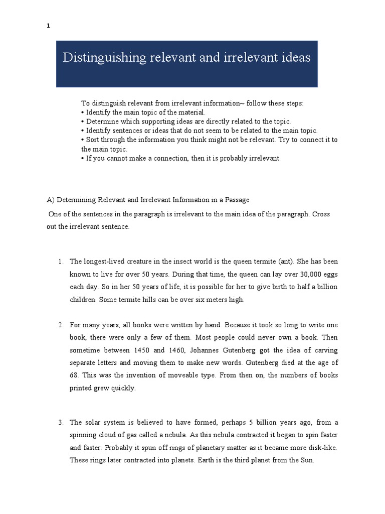 03 Relevant and Irrelevant Details | PDF | Water | Earthquakes