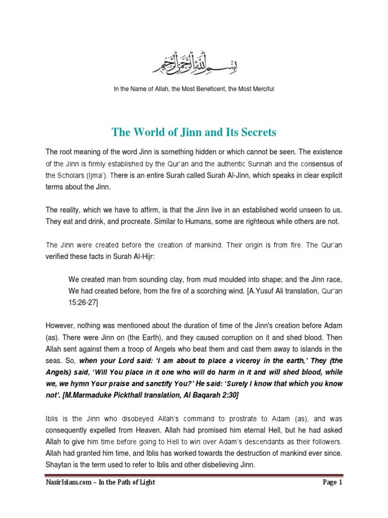 The World of Jinn and Its Secrets | PDF | Jinn | Quran
