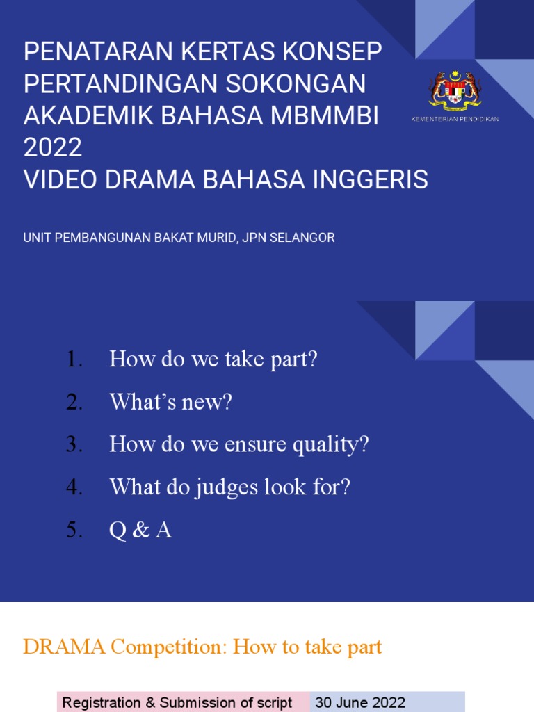 MBMMBI 2022 Drama Competition Guide | PDF