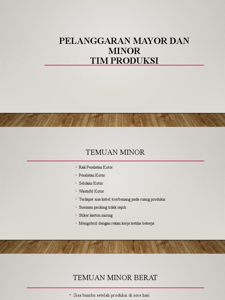Temuan Mayor Minor Pabrik Shared | PDF