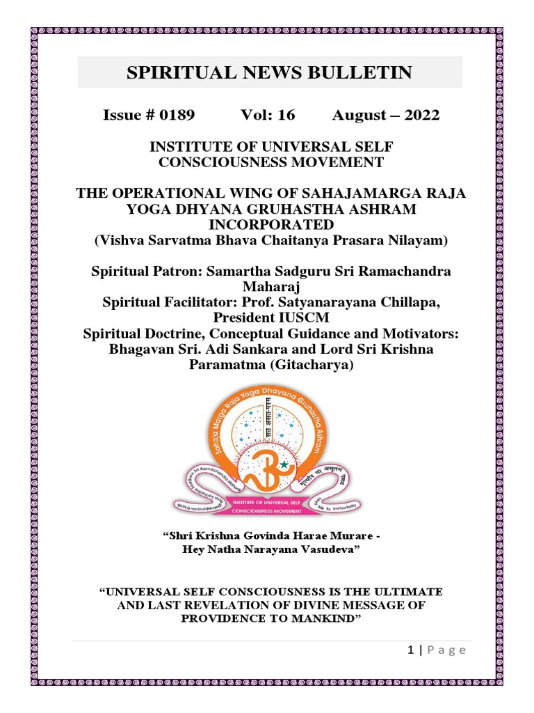Spiritual News Bulletin Aug 2022 | PDF | Ātman (Hinduism) | Prana