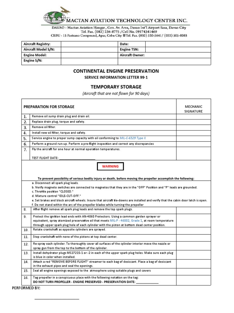 Engine Preservation Forms | Download Free PDF | Internal Combustion ...