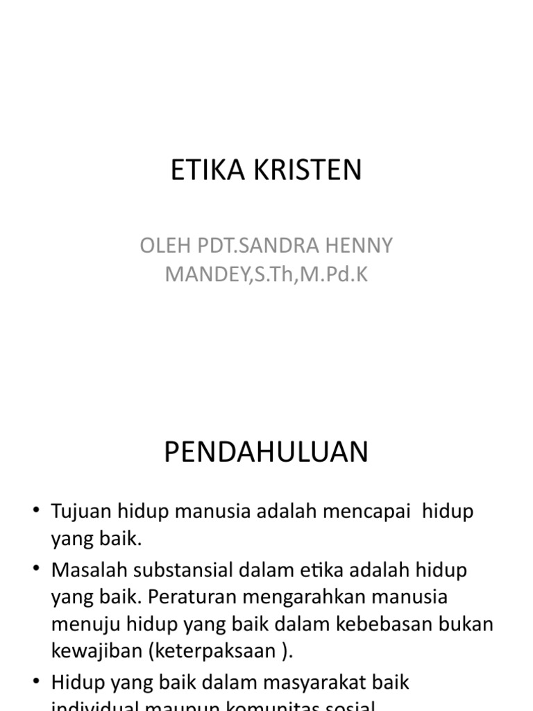 Etika Kristen | PDF | Ilmu Sosial | Agama & Spiritualitas