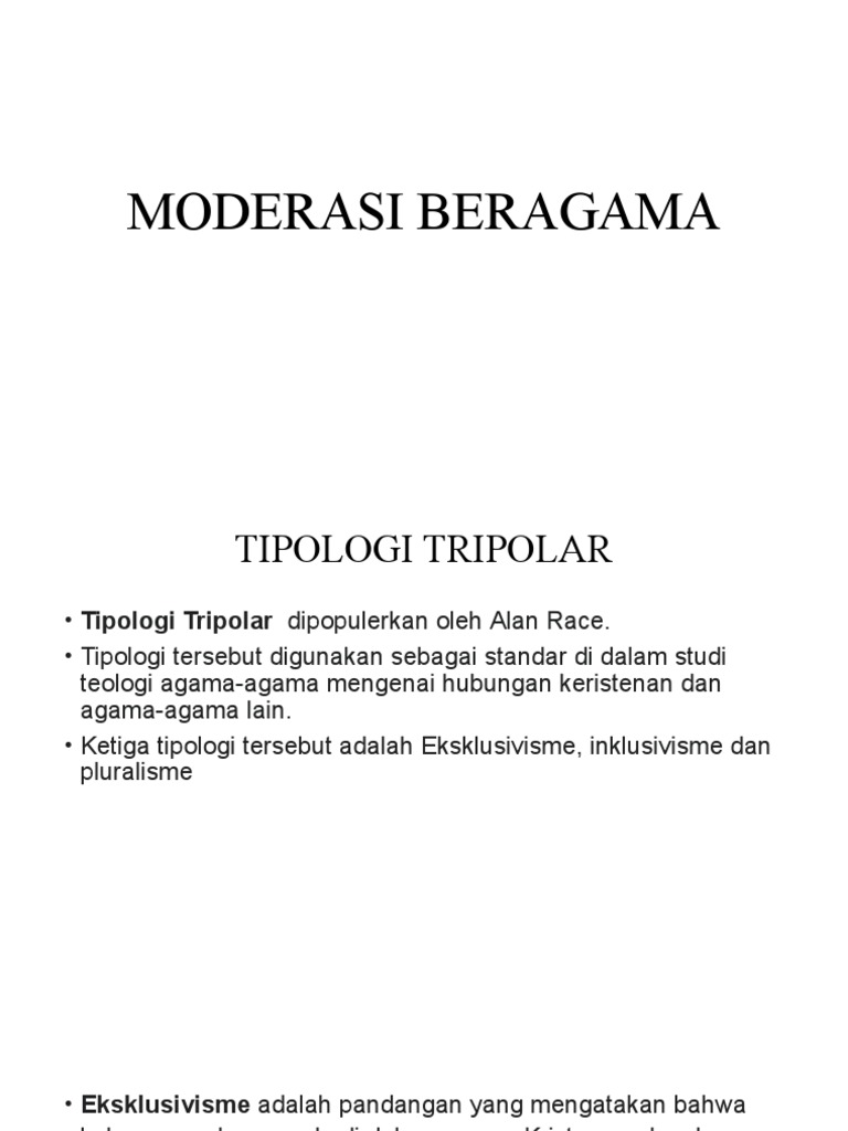 Moderasi Beragama: Tipologi Tripolar | PDF | Filsafat