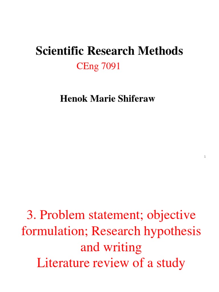 Problem Statement and Objective Formulation | PDF | Goal | Literature ...