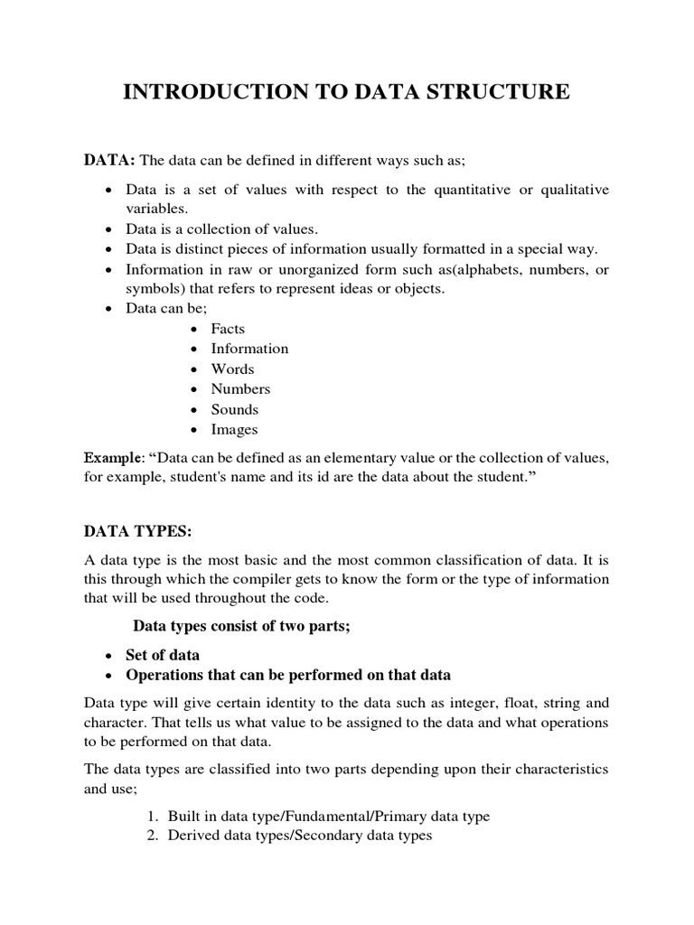 Introduction To Data Structures Arrays Stacks Queues Linked Lists Pdf Data Type Array