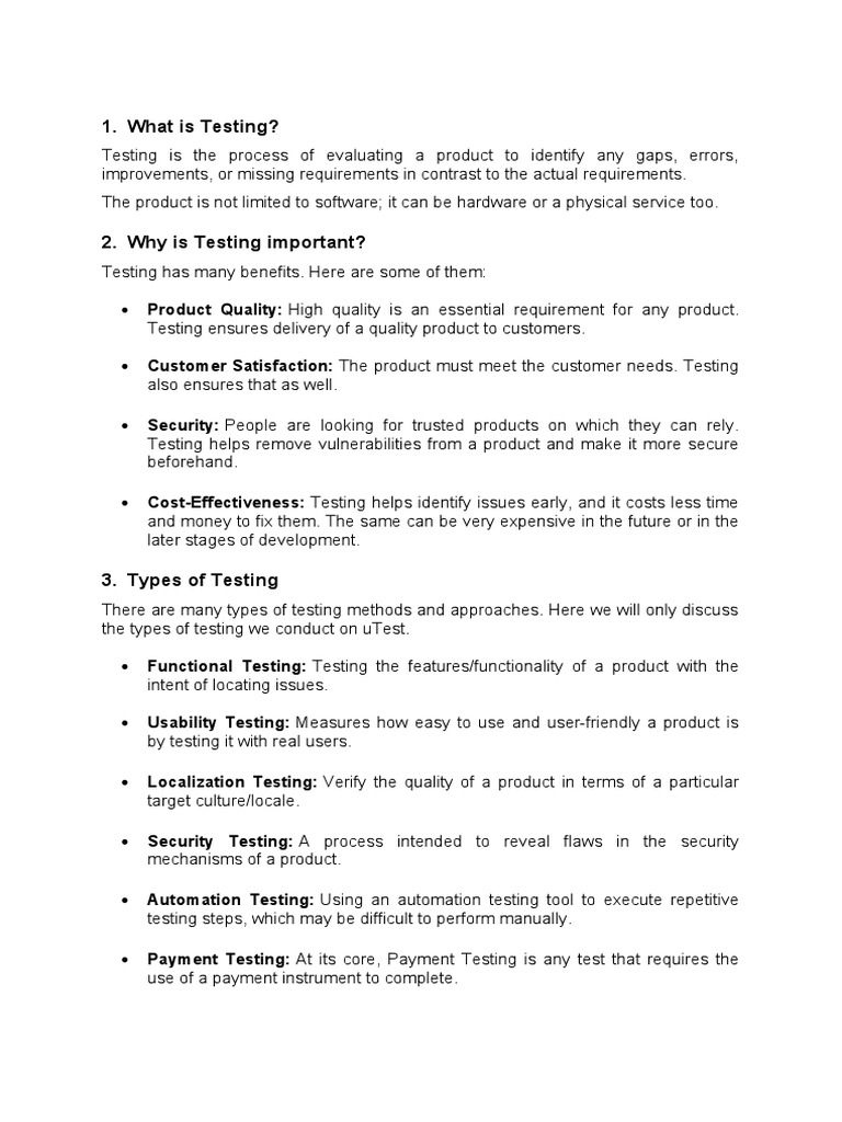 uTest-Testing Basics | PDF | Software Testing | Usability uTest-Testing Basics | PDF | Software Testing | Usability