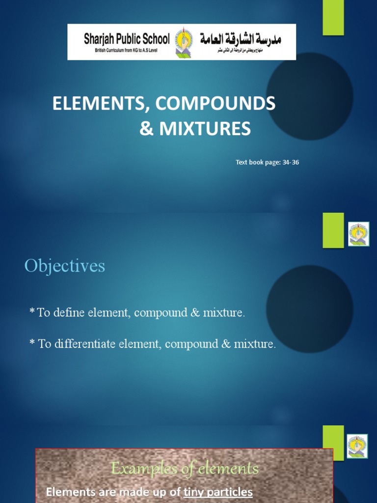 Elements, Compounds & Mixtures - Grade 9 (PPT) | PDF