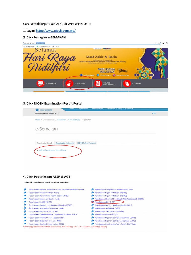 Cara Semak Keputusan AESP Di Website NIOSH | PDF