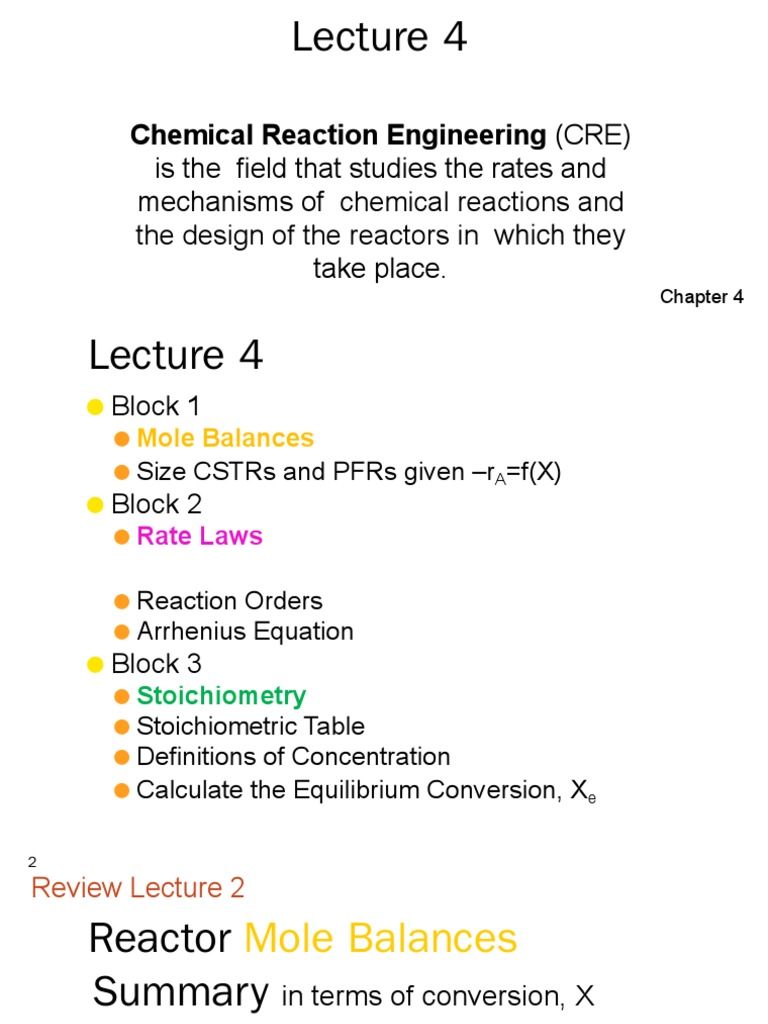 Lec4 - Animated - Stoichiometry - Liquid Phase | PDF | Reaction Rate | Stoichiometry