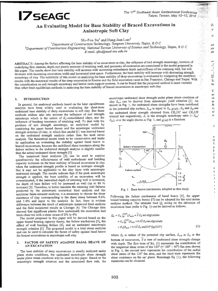 An Evaluating Model For Base Stability of Braced Excavation in ...