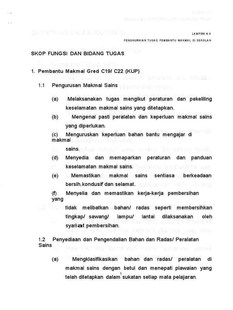 Senarai Tugas Pembantu Makmal | PDF