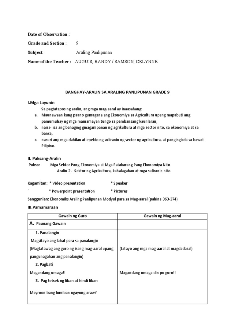 DETAILED LESSON PLAN (AralPan) | PDF