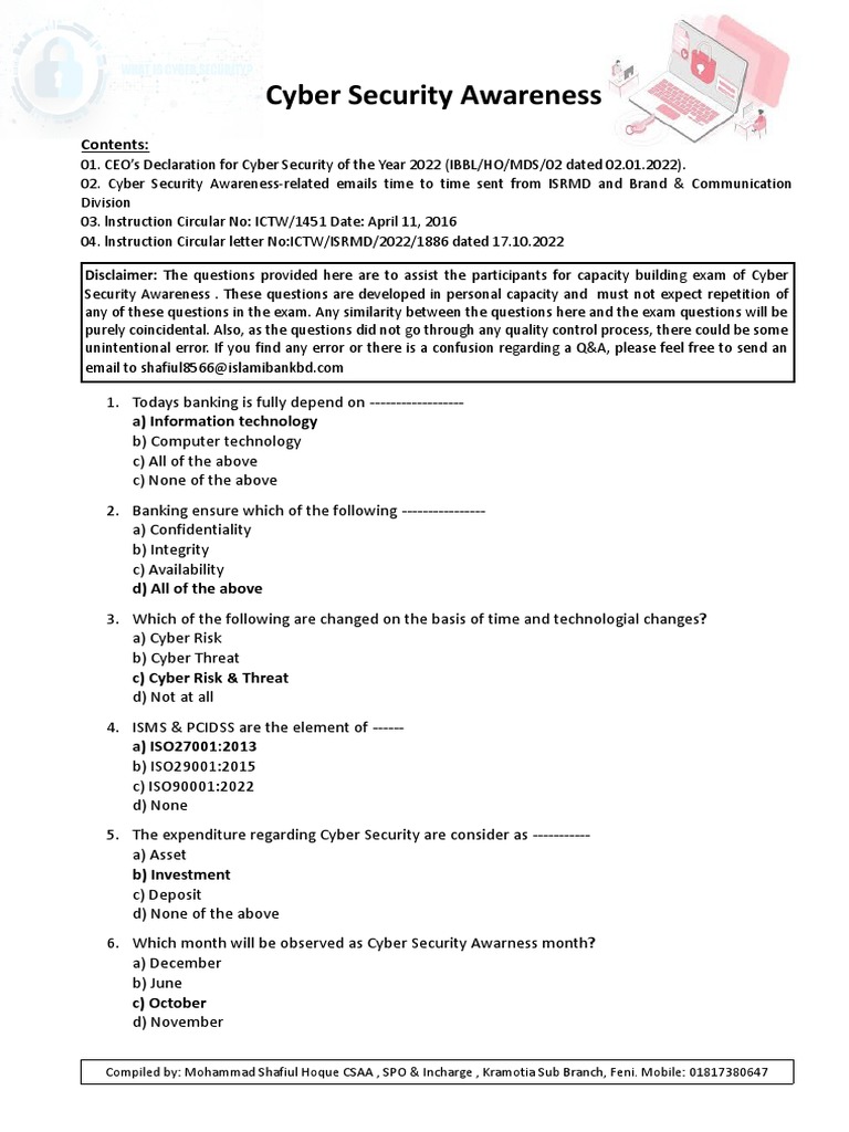 Cyber Security MCQ | PDF | Computer Security | Security
