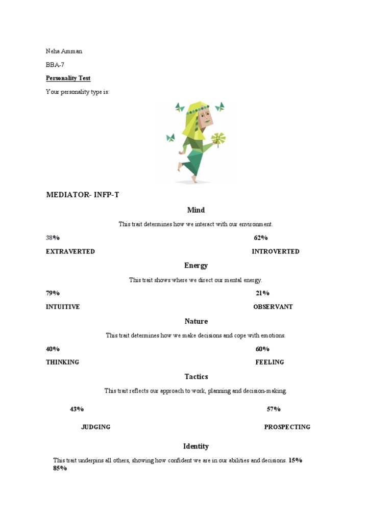 Neha Amman's Personality Assessment: An INFP-T Individual | PDF