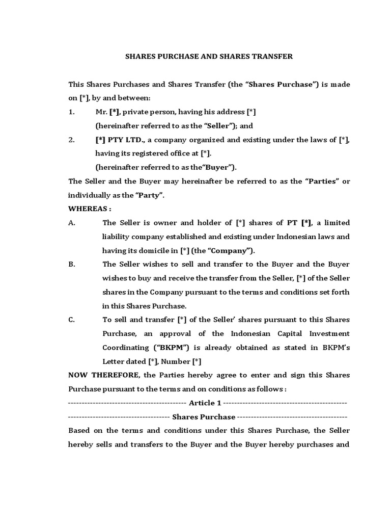 Shares Purchase and Shares Transfer | PDF | Sales | Proxy Voting