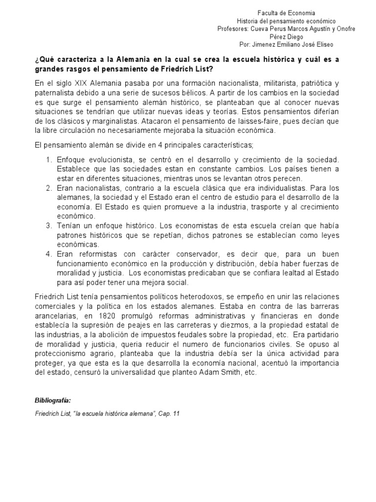 Friedrich List y La Escuela Historica Alemana, HPE | PDF | Estado ...