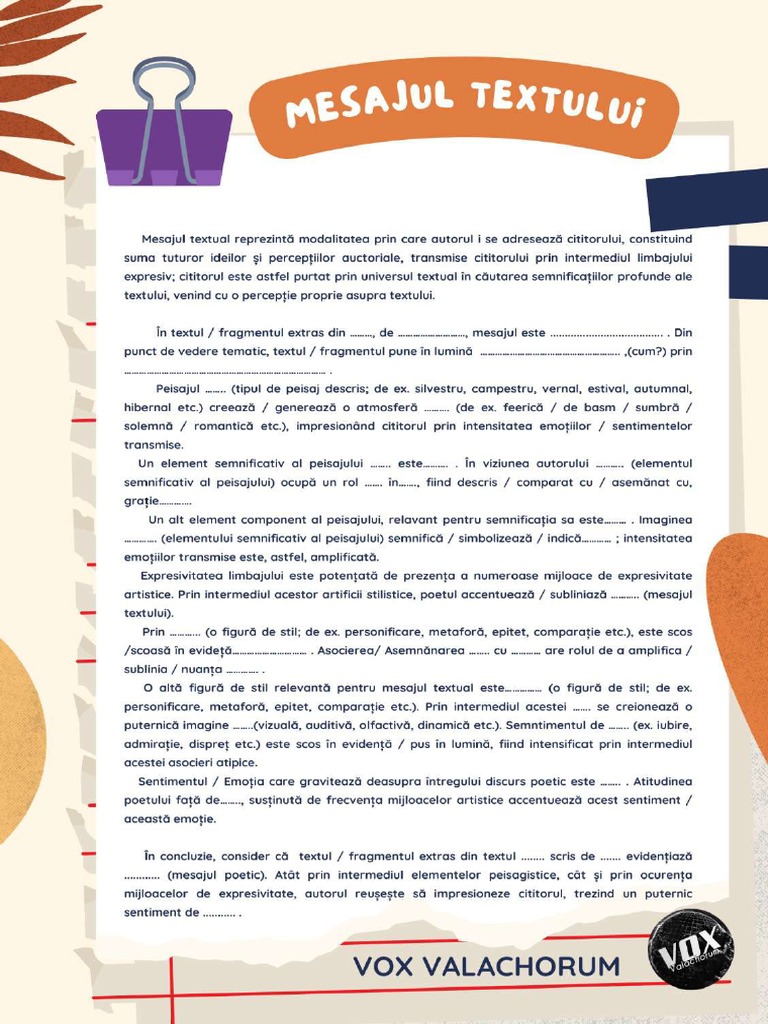 Sablon - Mesajul Textului 1 | PDF