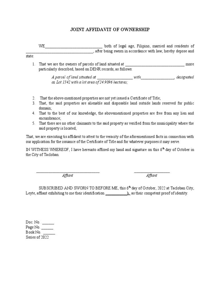 Affidavit of Ownership | PDF