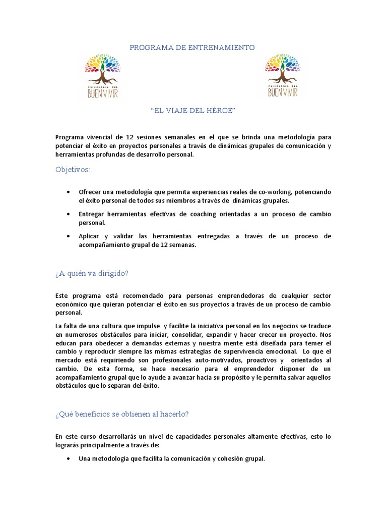 Dossier Programa de Entrenamiento para Emprendedores | PDF | Iniciativa empresarial | Desarrollo ...